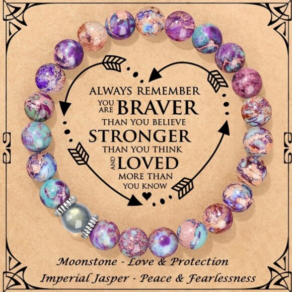 Jewelry | Moonstone Imperial Jasper Bracelet Natural Stone Beaded ...